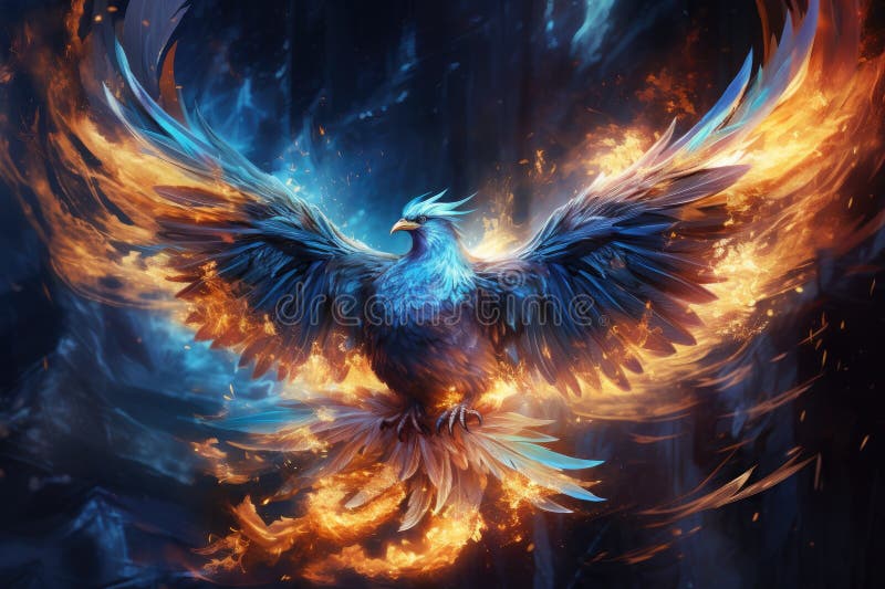 Phoenix is Flying Burning with Fire. Birds. Mythical Creatures Stock ...