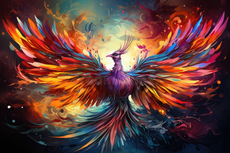 Phoenix is Flying Burning with Fire. Birds. Mythical Creatures Stock ...