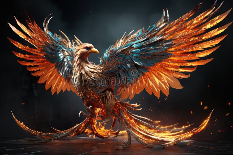 Phoenix is Flying Burning with Fire. Birds. Mythical Creatures Stock ...