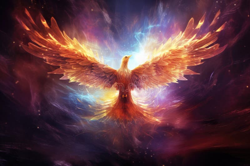Phoenix is Flying Burning with Fire. Birds. Mythical Creatures Stock ...