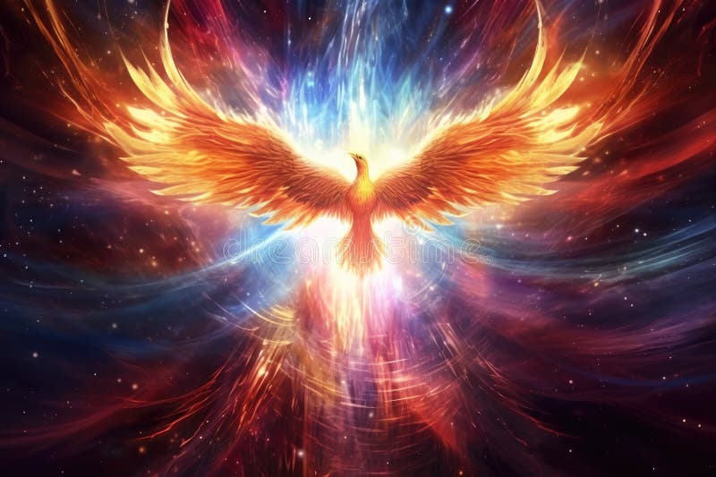 Phoenix is Flying Burning with Fire. Birds. Mythical Creatures Stock ...