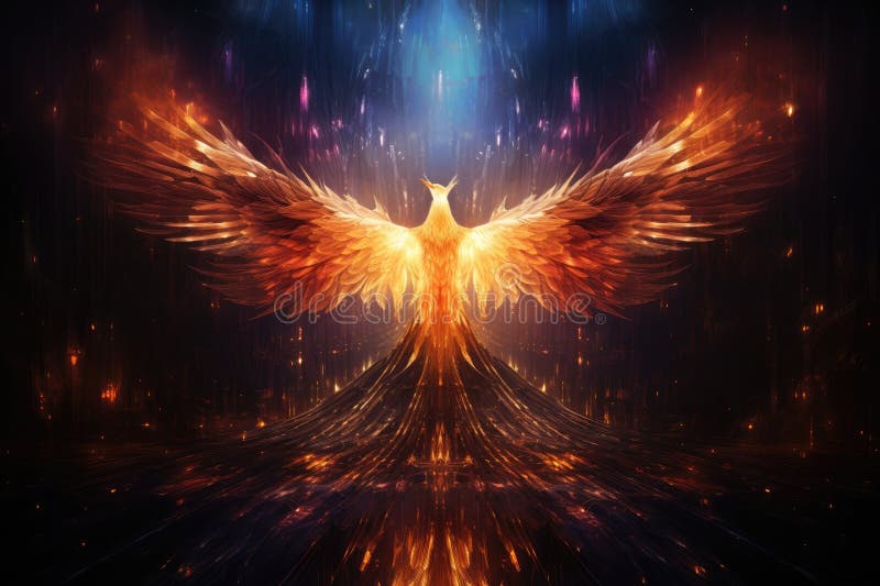 Phoenix is Flying Burning with Fire. Birds. Mythical Creatures Stock ...