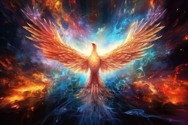 Phoenix is Flying Burning with Fire. Birds. Mythical Creatures Stock ...