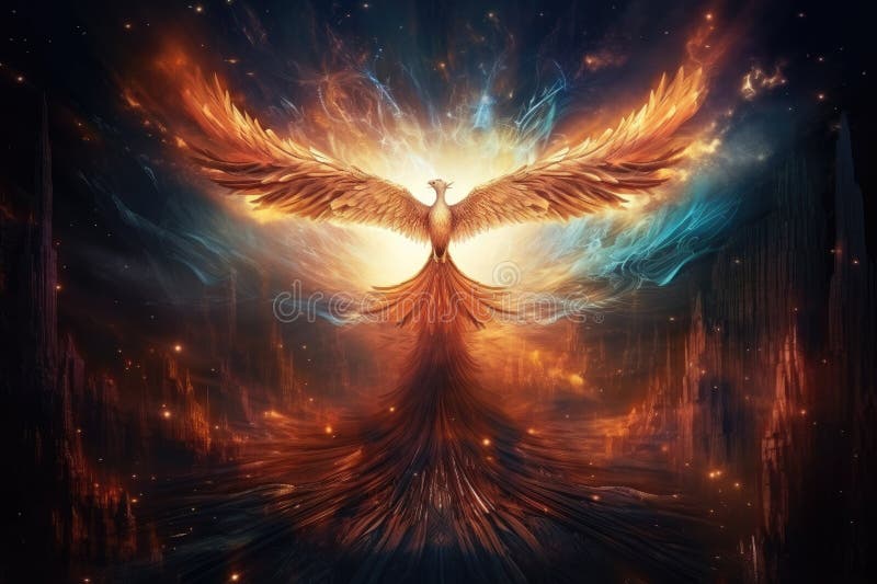 Phoenix is Flying Burning with Fire. Birds. Mythical Creatures Stock ...