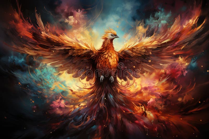 Phoenix is Flying Burning with Fire. Birds. Mythical Creatures Stock ...