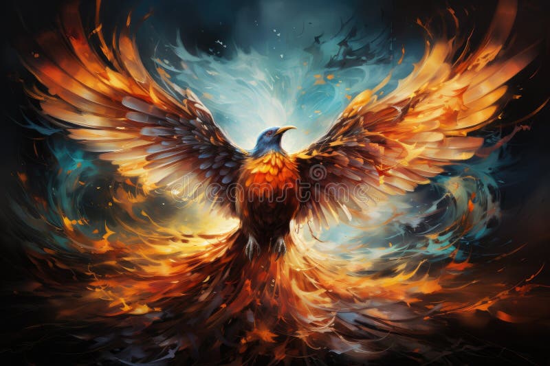 Phoenix is Flying Burning with Fire. Birds. Mythical Creatures Stock ...