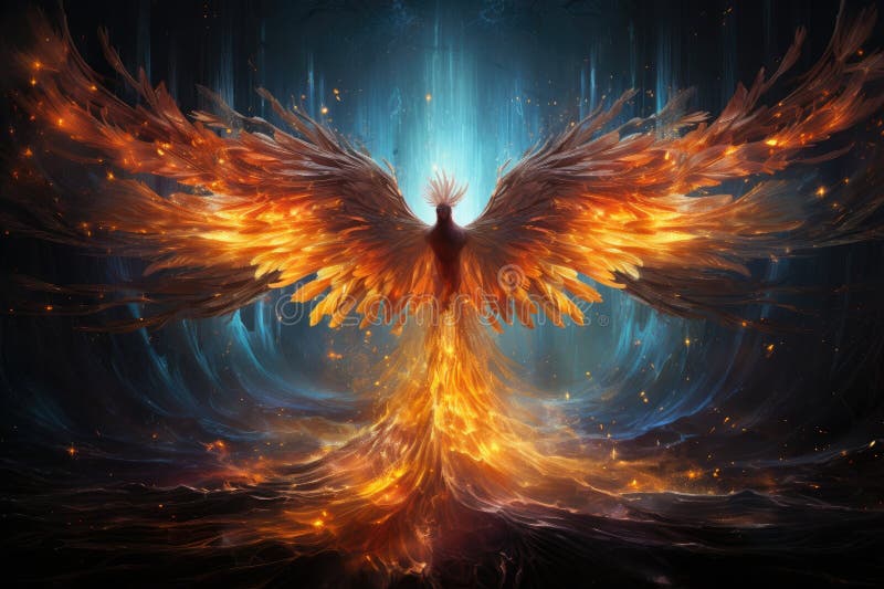 Phoenix is Flying Burning with Fire. Birds. Mythical Creatures Stock ...