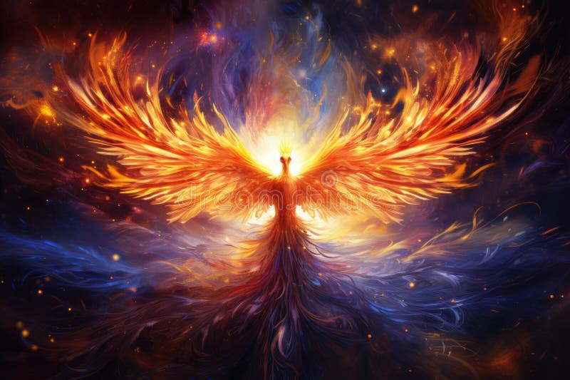 Phoenix is Flying Burning with Fire. Birds. Mythical Creatures Stock ...