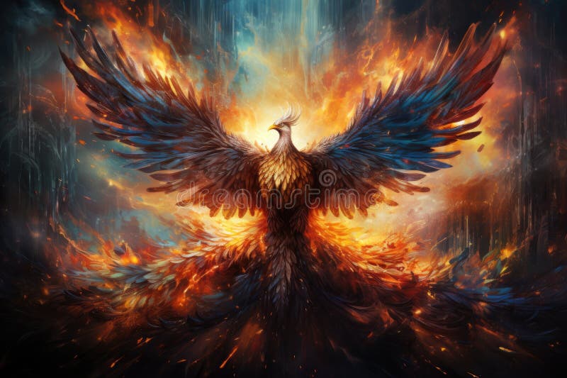 Phoenix is Flying Burning with Fire. Birds. Mythical Creatures Stock ...