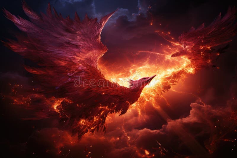 Phoenix is Flying Burning with Fire. Birds. Mythical Creatures Stock ...
