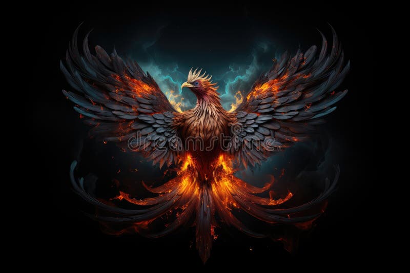 Phoenix is Flying Burning with Fire. Birds. Mythical Creatures Stock ...
