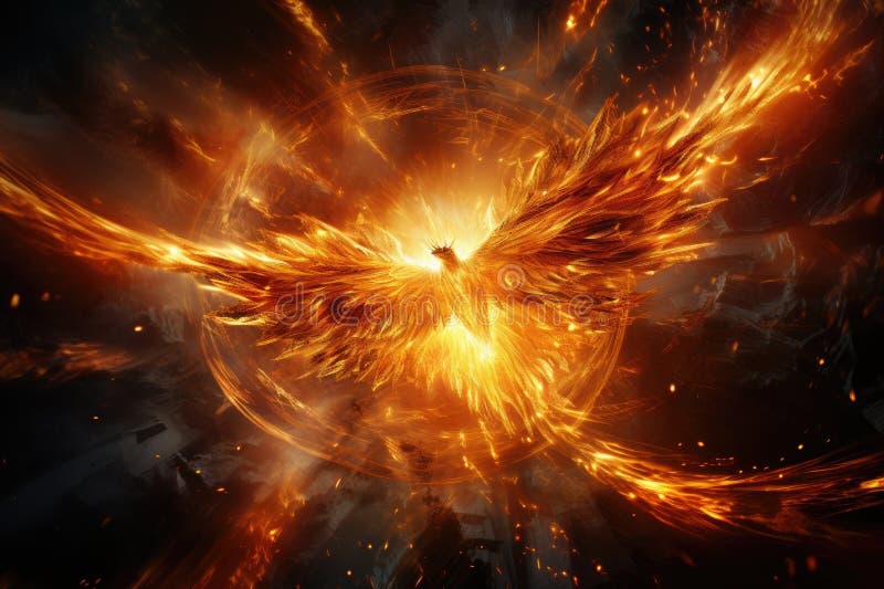 Phoenix is Flying Burning with Fire. Birds. Mythical Creatures Stock ...