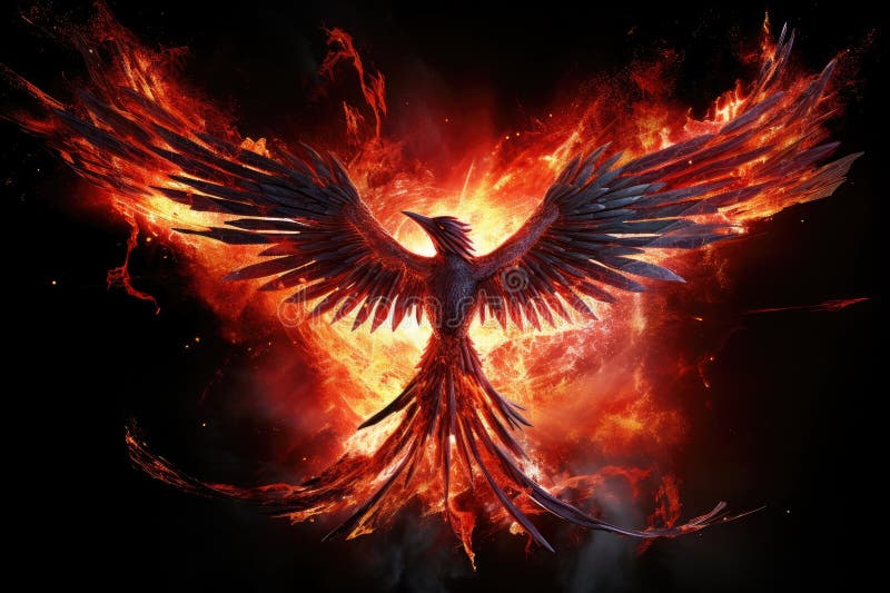 Phoenix is Flying Burning with Fire. Birds. Mythical Creatures Stock ...