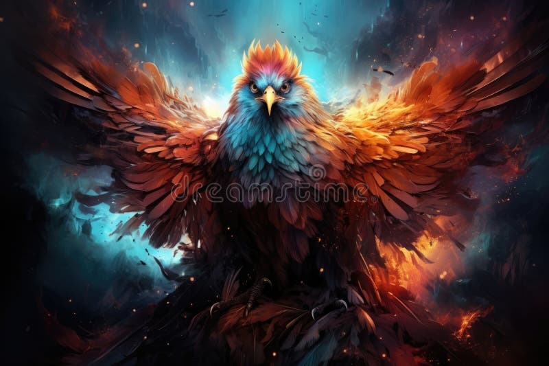 Phoenix is Flying Burning with Fire. Birds. Mythical Creatures Stock ...