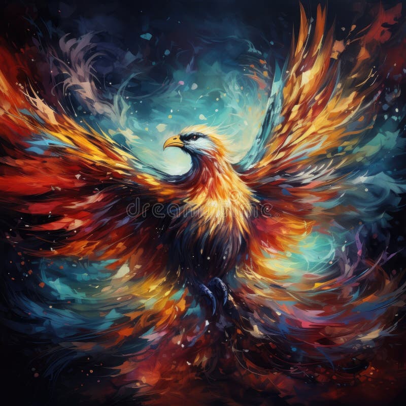 Phoenix is Flying Burning with Fire. Birds. Mythical Creatures Stock ...