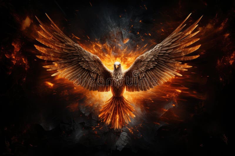 Phoenix is Flying Burning with Fire. Birds. Mythical Creatures Stock ...