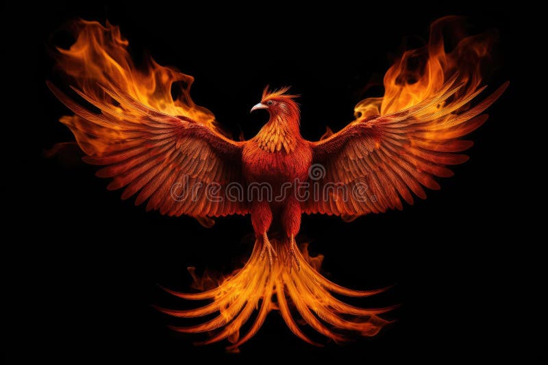 Phoenix is Flying Burning with Fire. Birds. Mythical Creatures Stock ...