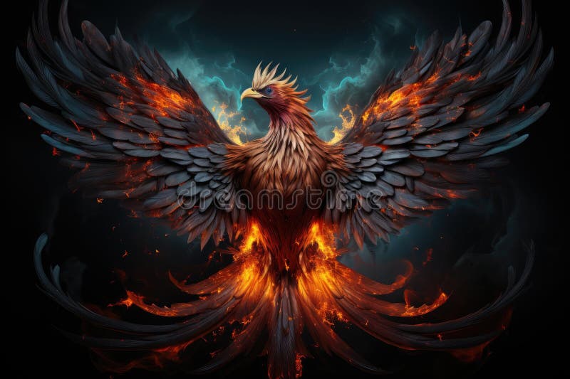 Phoenix is Flying Burning with Fire. Birds. Mythical Creatures Stock ...