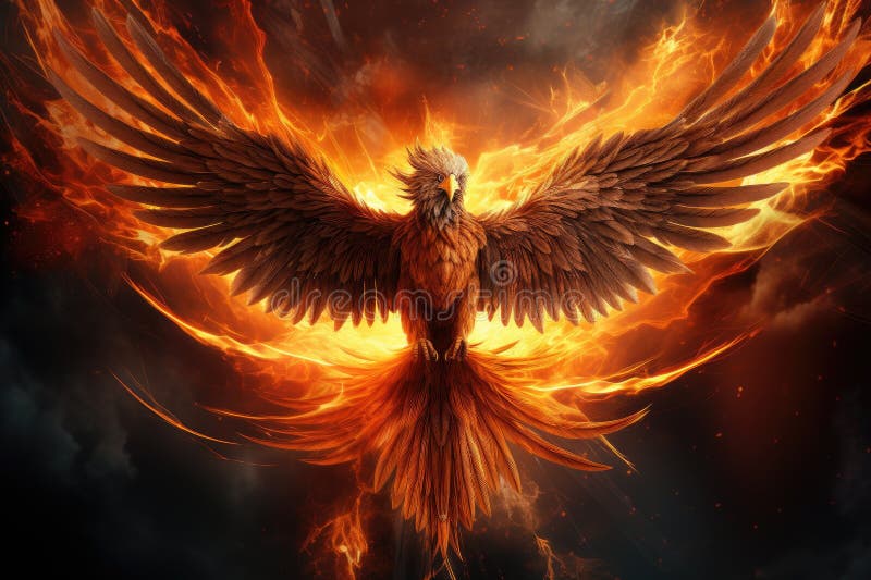Phoenix is Flying Burning with Fire. Birds. Mythical Creatures Stock ...