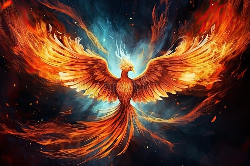 Phoenix is Flying Burning with Fire. Birds. Mythical Creatures Stock ...