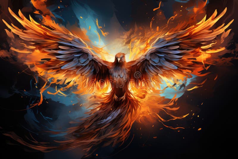 Phoenix is Flying Burning with Fire. Birds. Mythical Creatures Stock ...