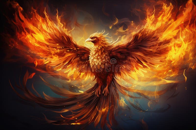 Phoenix is Flying Burning with Fire. Birds. Mythical Creatures Stock ...