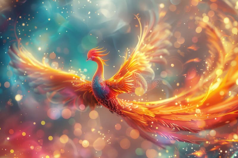 Phoenix is Flying Burning with Fire. Birds Stock Photo - Image of ...