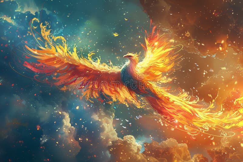 Phoenix is Flying Burning with Fire. Birds Stock Image - Image of ...