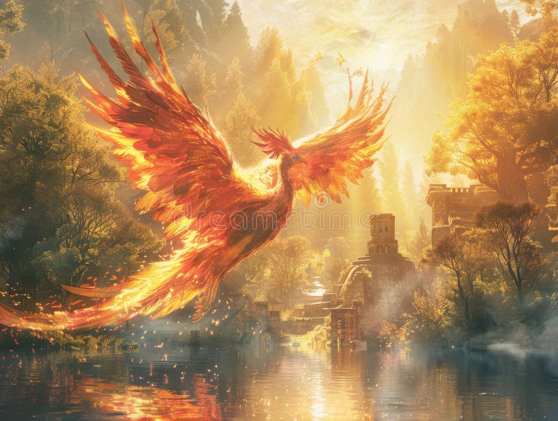 Phoenix is Flying Burning with Fire. Birds Stock Photo - Image of ...