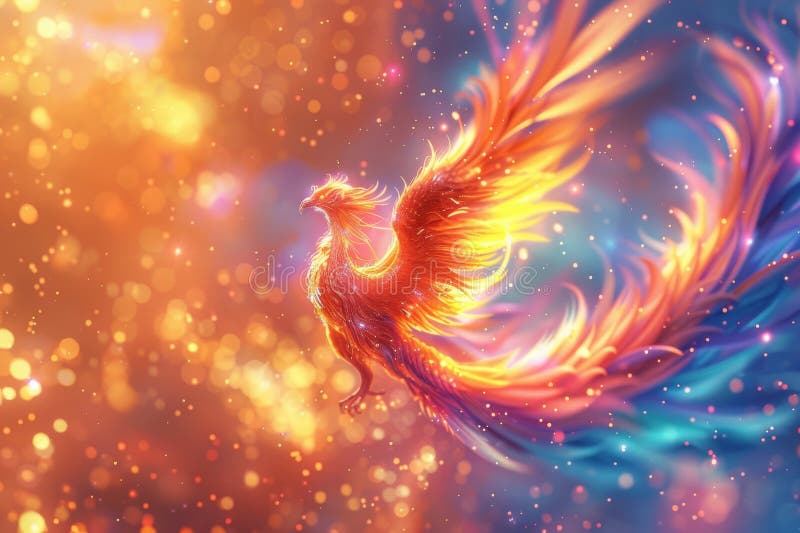 Phoenix is Flying Burning with Fire. Birds Stock Illustration ...