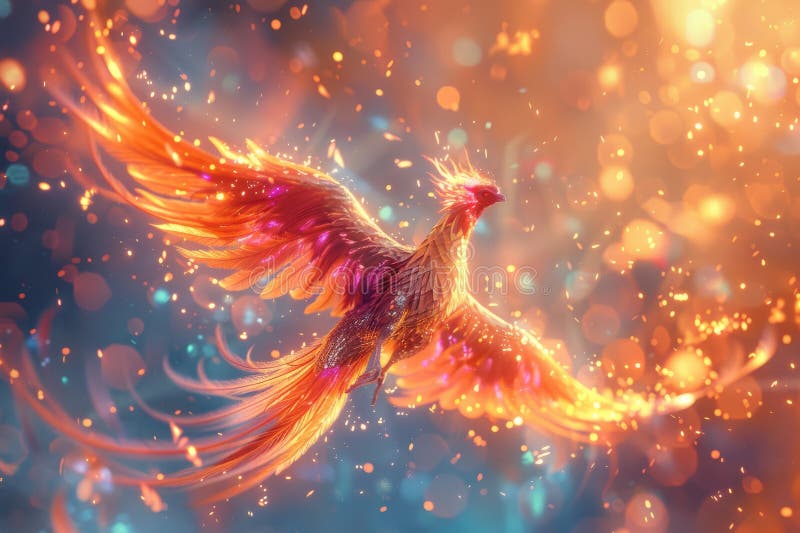 Phoenix is Flying Burning with Fire. Birds Stock Illustration ...