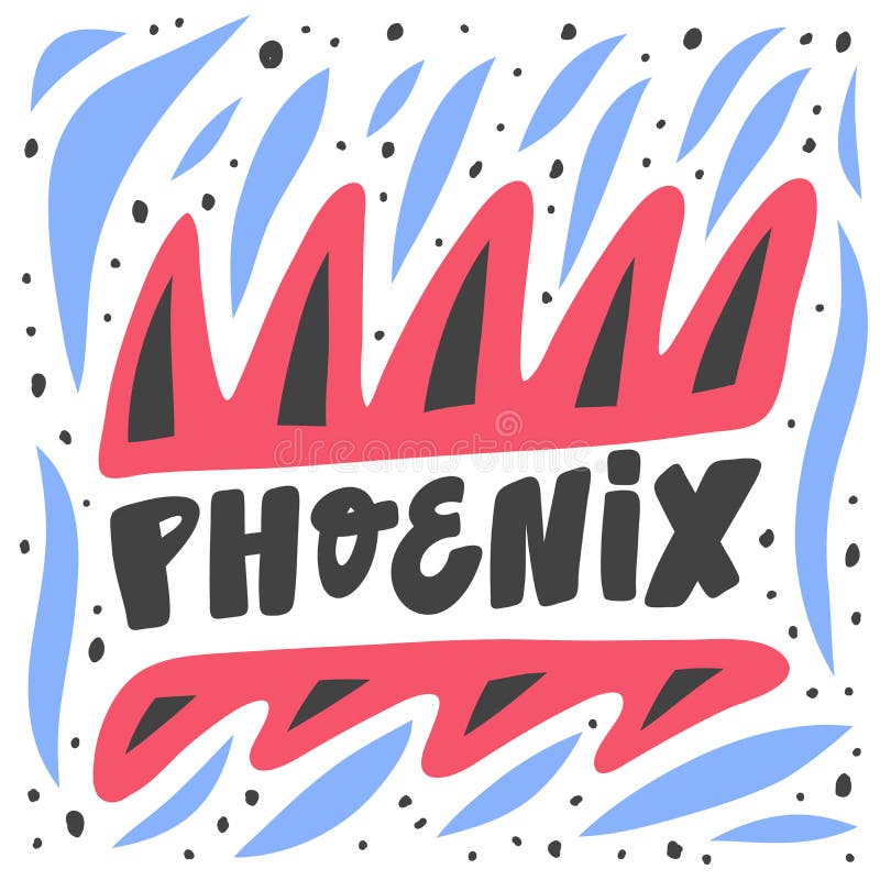 Phoenix. Hand Drawn Lettering Logo for Social Media Content Stock ...