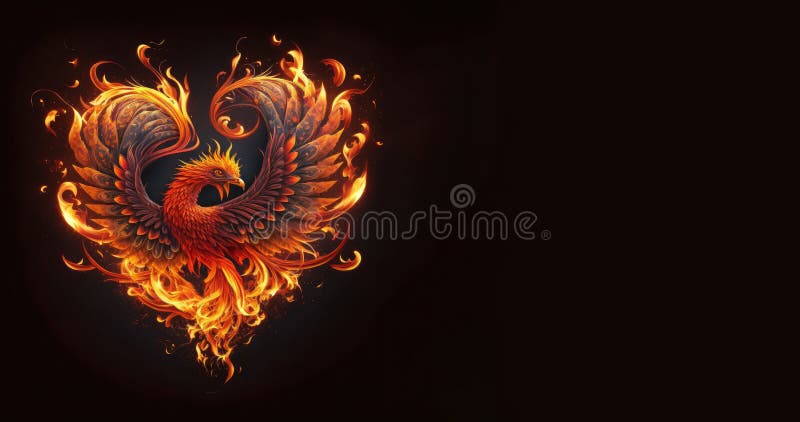 Phoenix, Heart, Fire, Valentine, Blazing Heart, Generative AI Stock ...