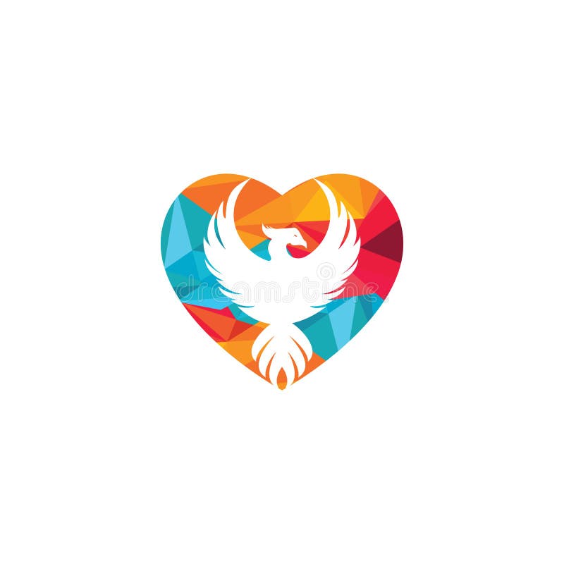 Phoenix Heart Vector Logo Design. Stock Vector - Illustration of bird ...