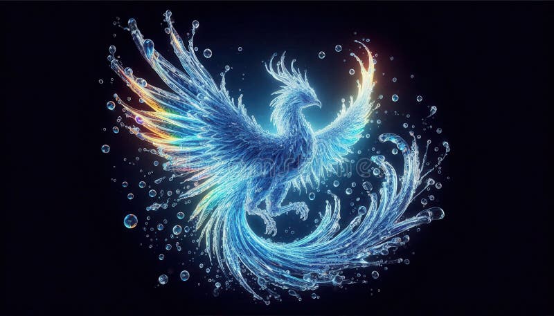 Phoenix from ice crystals stock illustration. Illustration of chinese ...