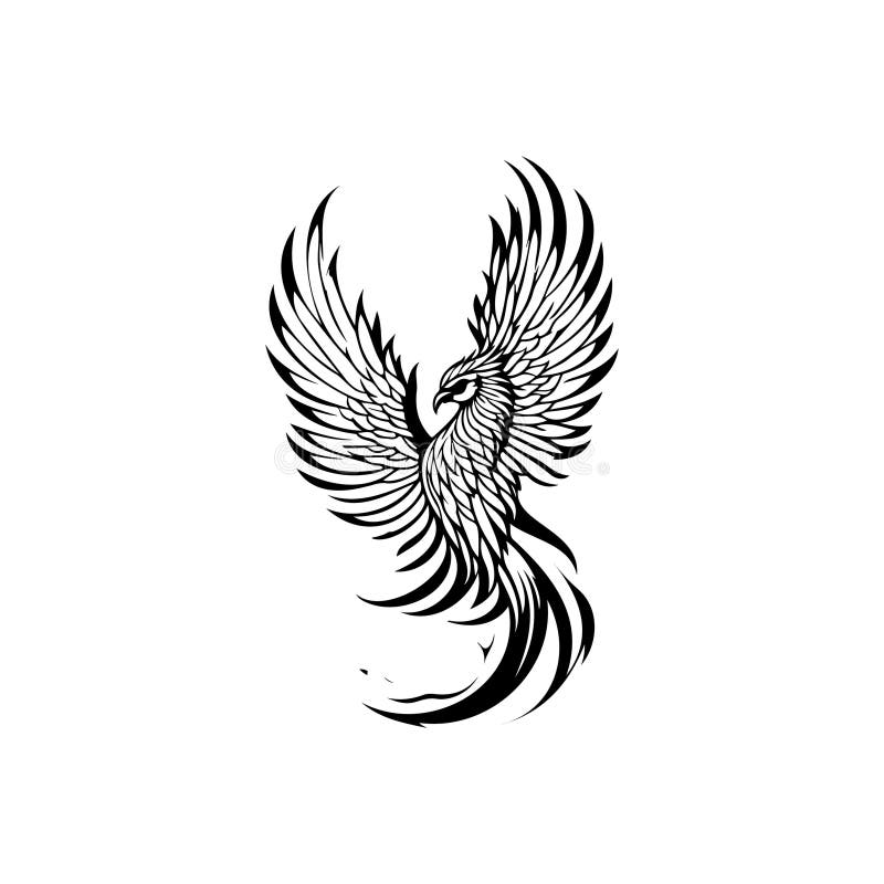 Phoenix Icon Hand Draw Black Colour Mythical Logo Symbol Perfect Stock ...