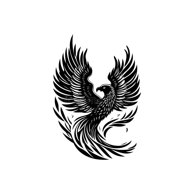 Phoenix Icon Hand Draw Black Colour Mythical Logo Symbol Perfect Stock ...