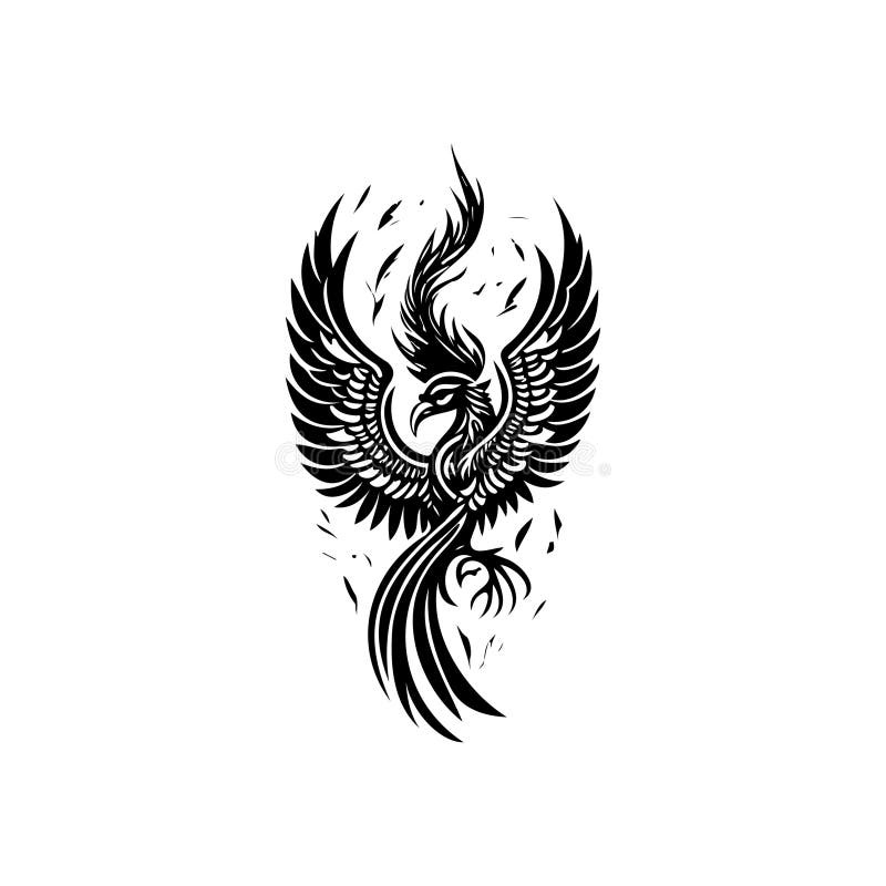Phoenix Icon Hand Draw Black Colour Mythical Logo Symbol Perfect Stock ...