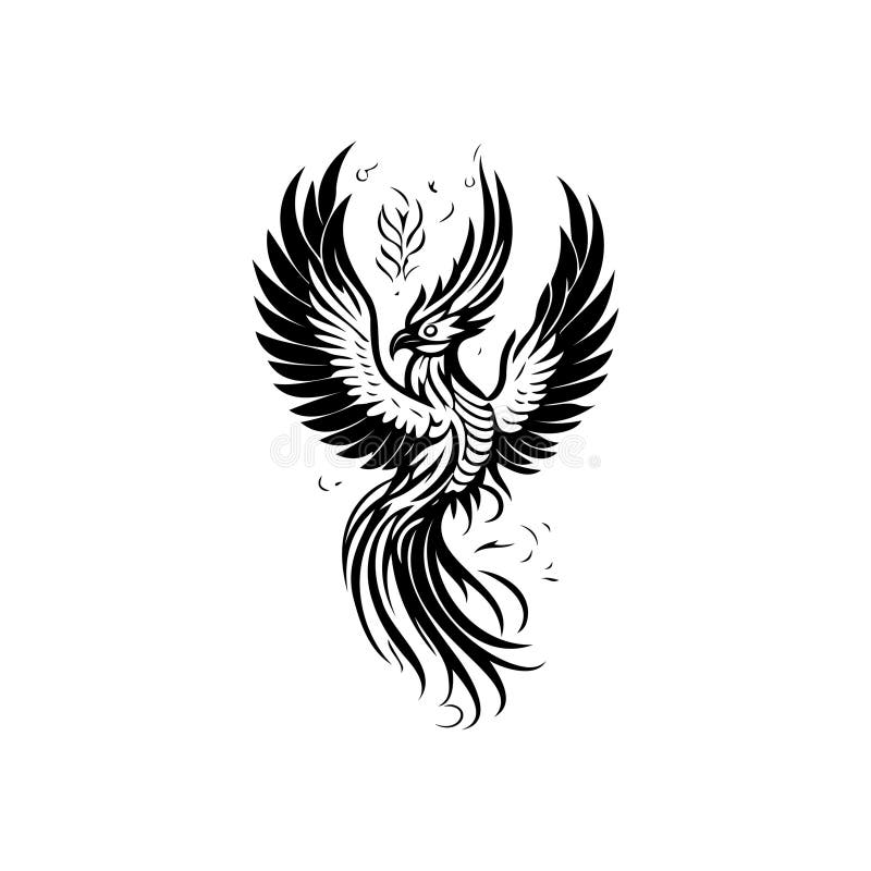 Phoenix Icon Hand Draw Black Colour Mythical Logo Symbol Perfect Stock ...