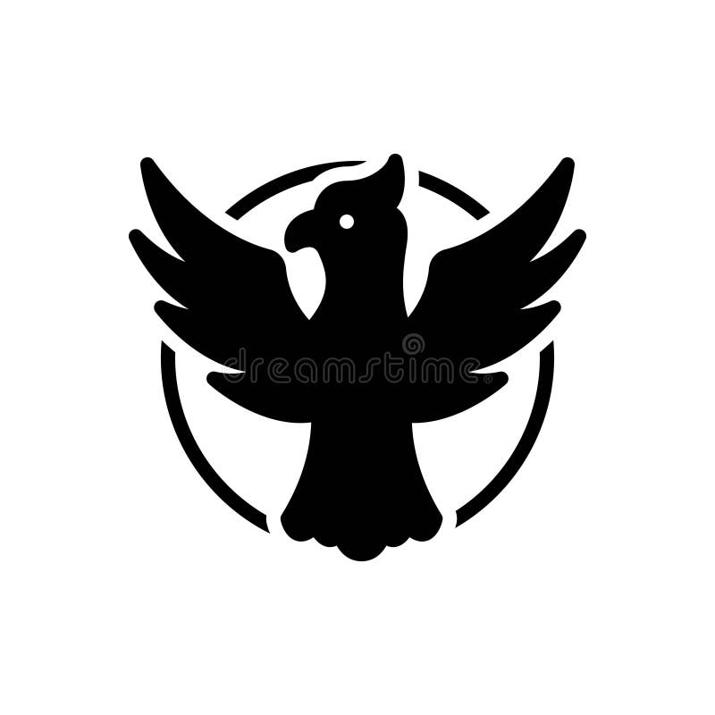 Black Solid Icon for Phoenix, Marvel and Bird Stock Illustration ...