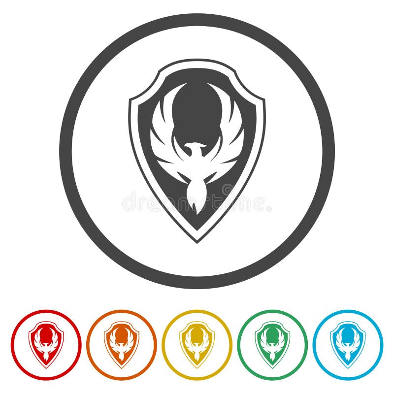 Phoenix Logo Design Ring Icon, Color Set Stock Vector - Illustration of ...