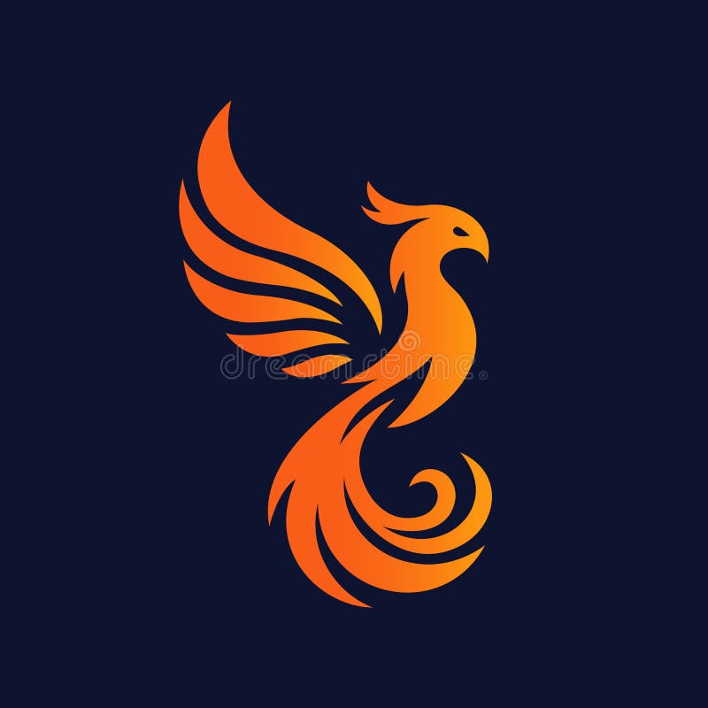 Phoenix Logo Flat Design in Orange Color Stock Vector - Illustration of ...