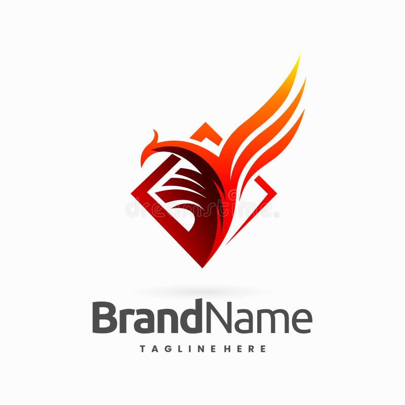 Phoenix Logo with Square Shapes Combination Concept Stock Vector ...