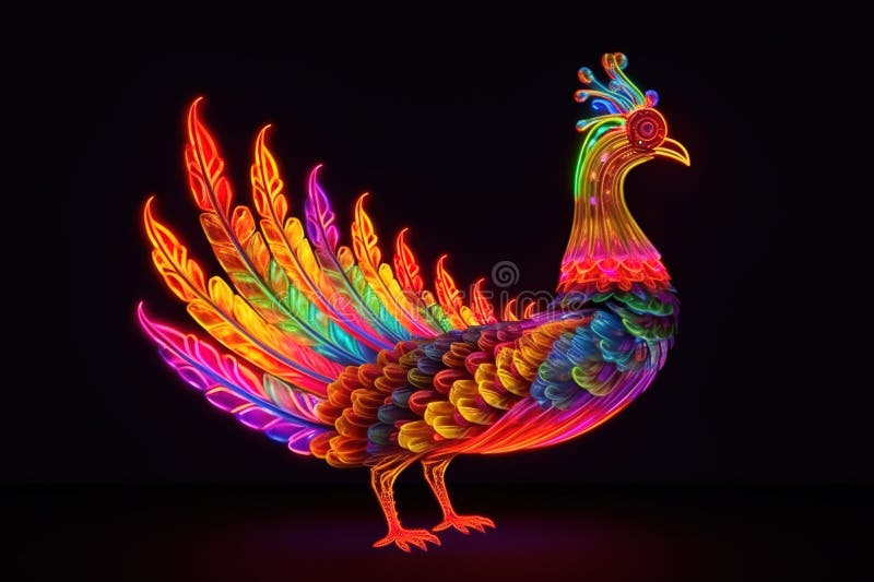 Phoenix Made of Rainbow-colored Lights Stock Image - Image of petal ...