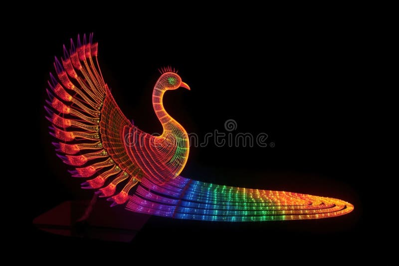 Phoenix Made of Rainbow-colored Lights Stock Photo - Image of flower ...