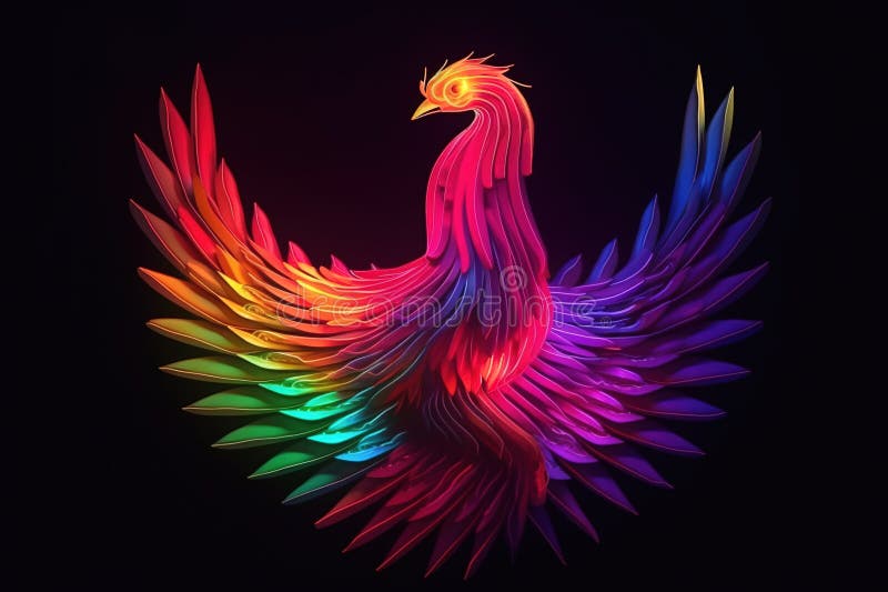Phoenix Made of Rainbow-colored Lights Stock Image - Image of animal ...
