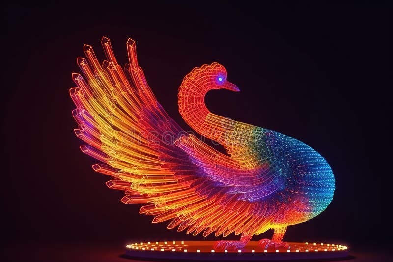 Phoenix Made of Rainbow-colored Lights Stock Image - Image of line ...