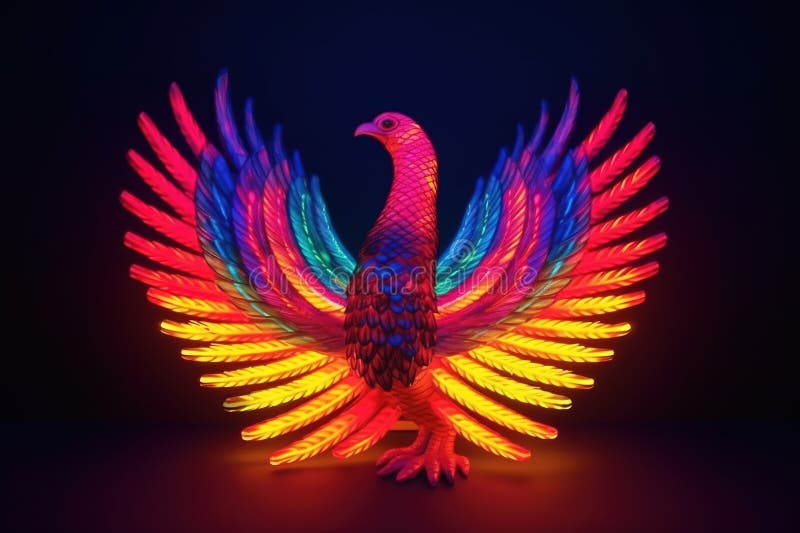 Phoenix Made of Rainbow-colored Lights Stock Photo - Image of animal ...