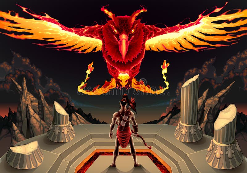 The Phoenix and the man stock vector. Illustration of desert - 177801779