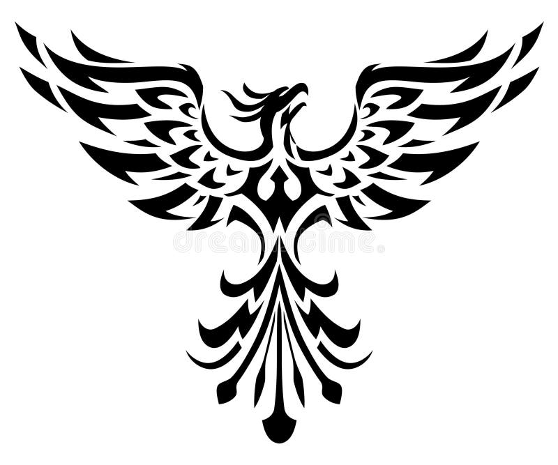 Phoenix Mythical Bird, Abstract Ink Design Stock Vector - Illustration ...